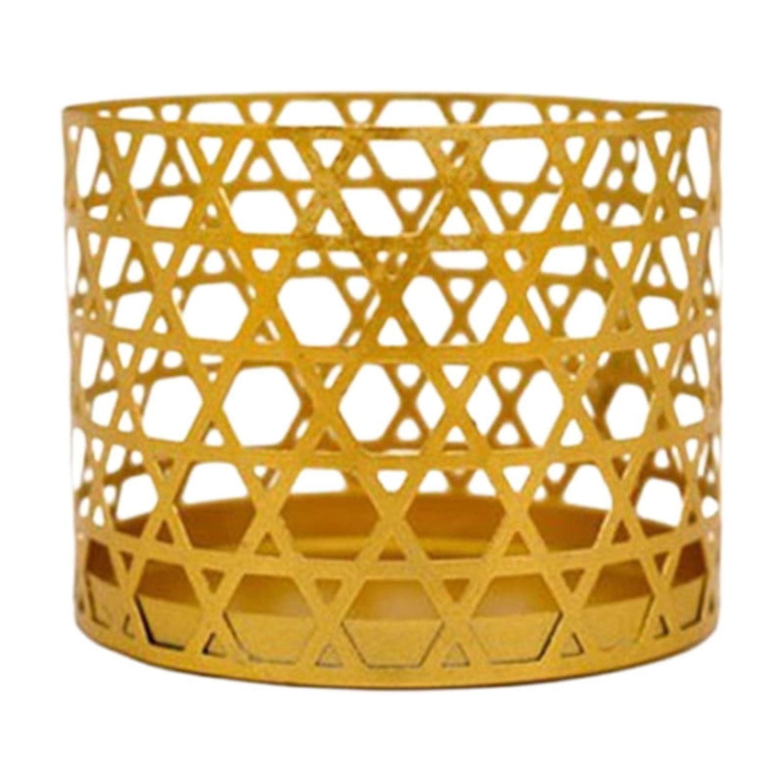 E Decorative Metal Candle Holder With Geometric Cutout Design Creates ...
