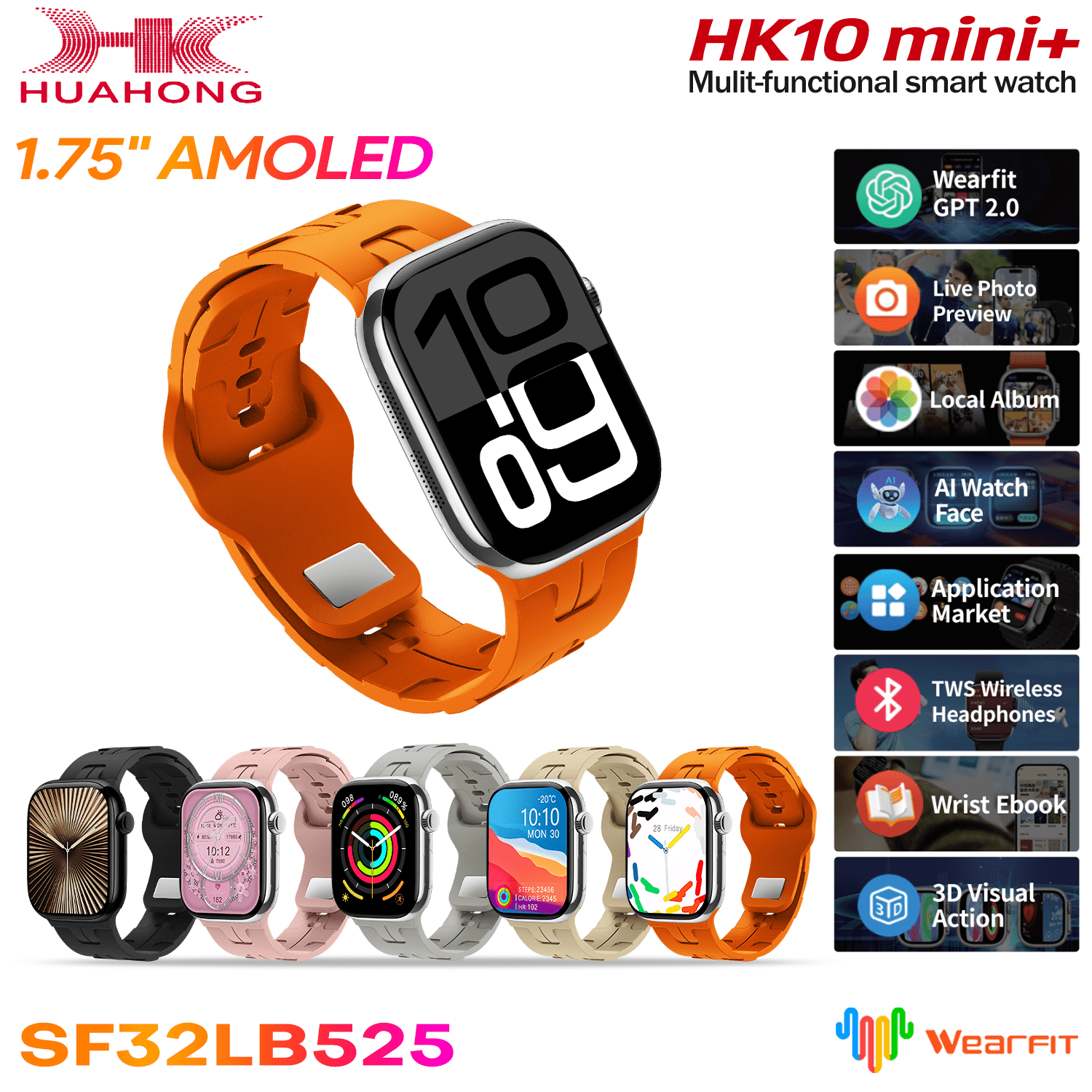 E EYAFA Bluetooth Call Smart Watch HK10 Mini+ with 1.75 inch AMOLED ...