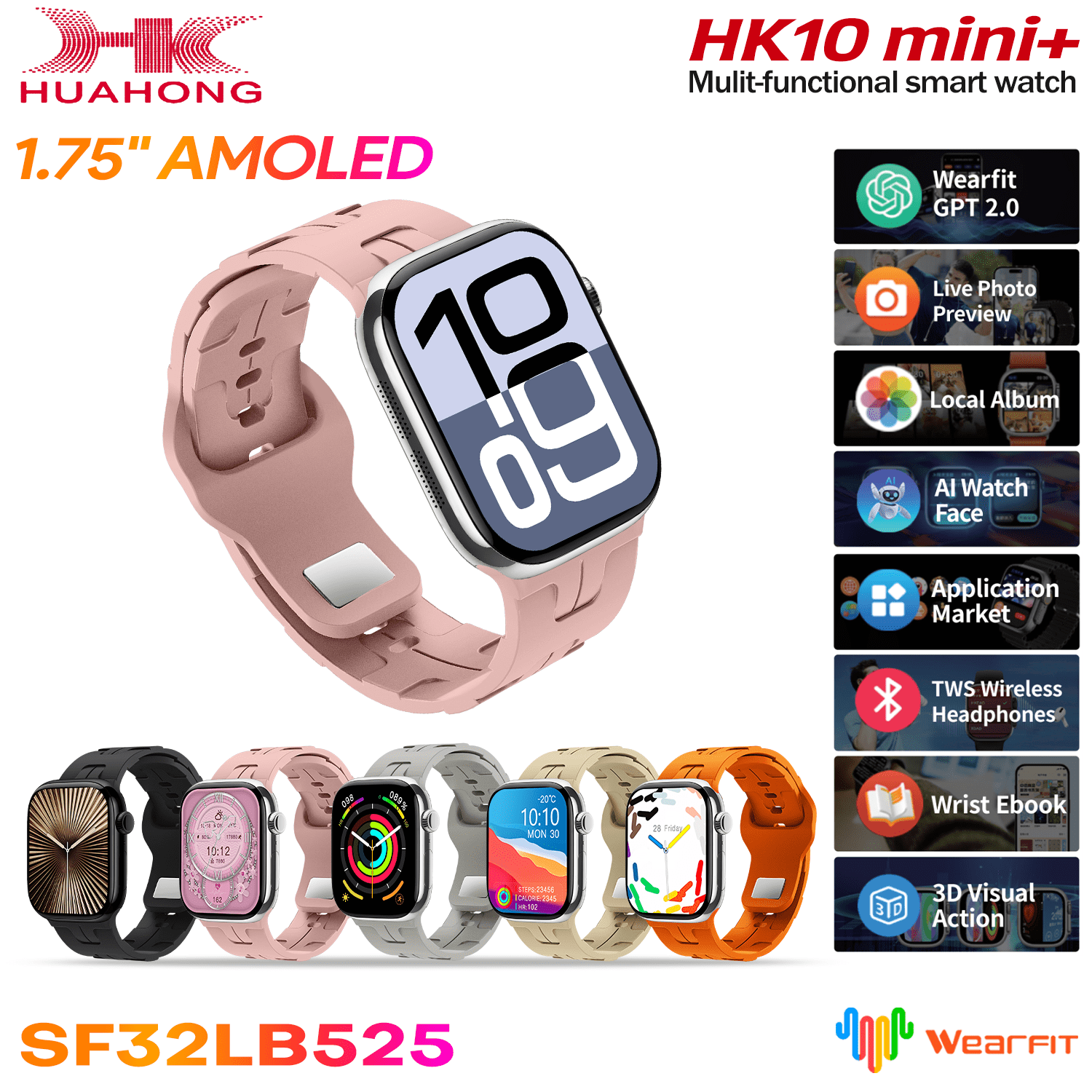 E EYAFA Bluetooth Call Smart Watch HK10 Mini+ with 1.75 inch AMOLED ...