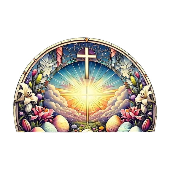 E Easter Door Mat Semicircle Absorbent Rug With Polyester Material, Non ...