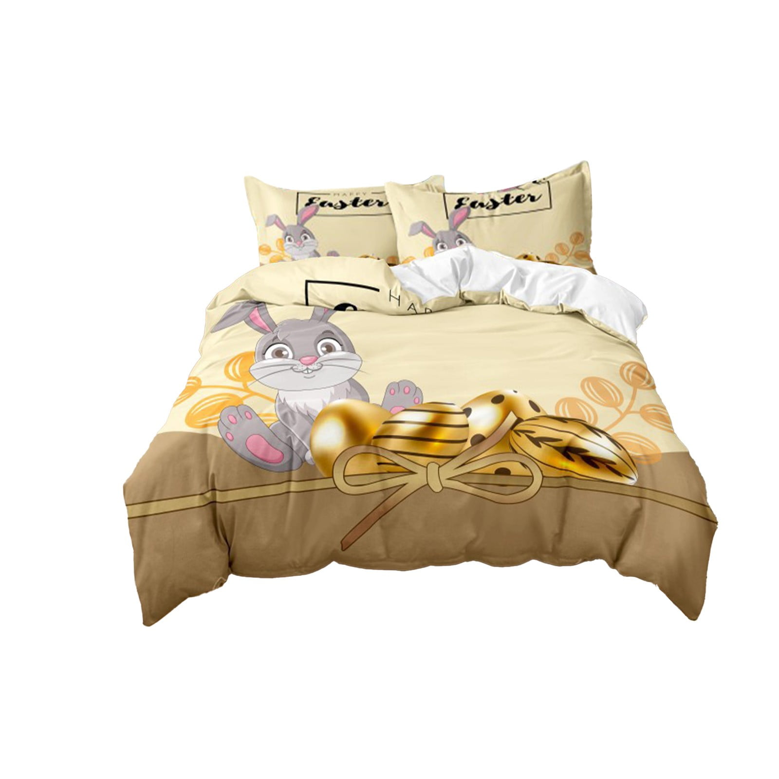 E Easter Themed 3 Piece Bedding Set With Cartoon Rabbits And Eggs ...