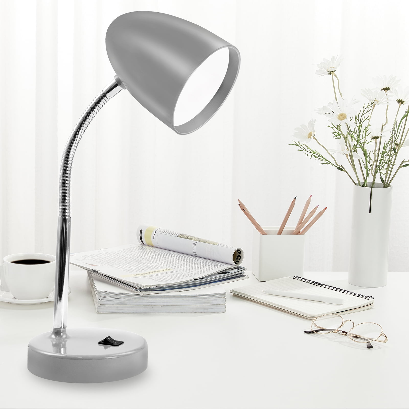 E Energetic Lighting LED Adjustable Gooseneck Desk Lamp, Silver, Eco ...