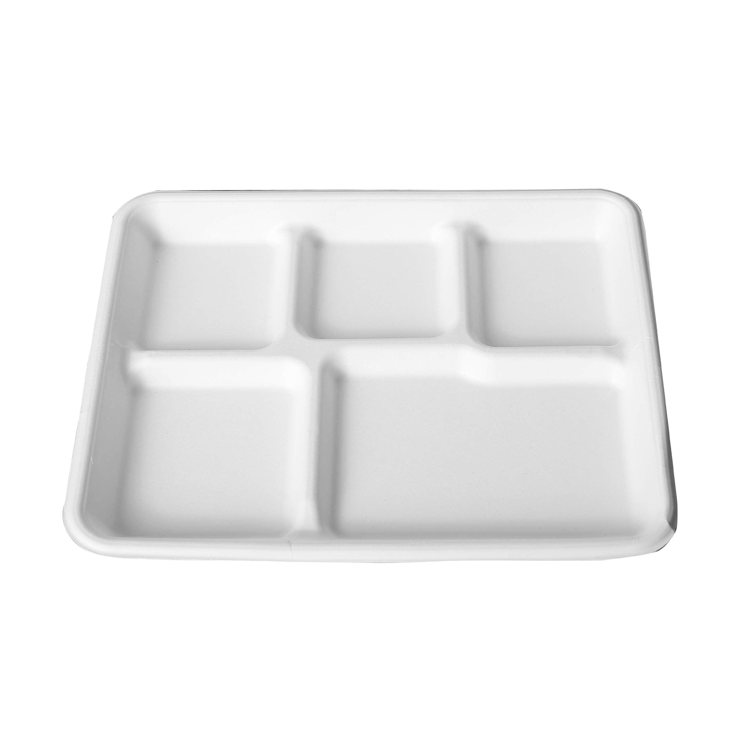 E.F.tableware Tableware, 100% Compostable Plate AFN1100-Pack 5-Compartment Tray, Biodegradable ...