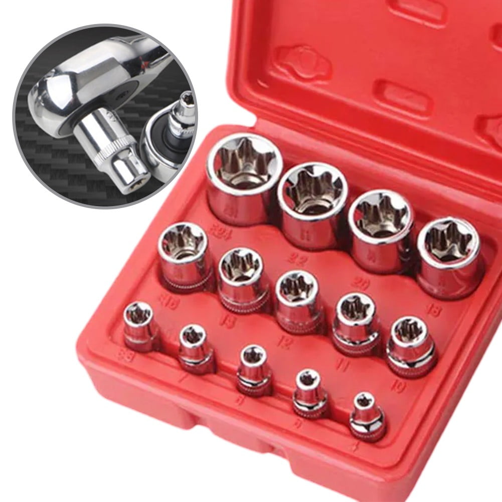 E Female Bit Socket Set 1/2" 3/8" 1/4" Drive E4-E24 Storage Case ...