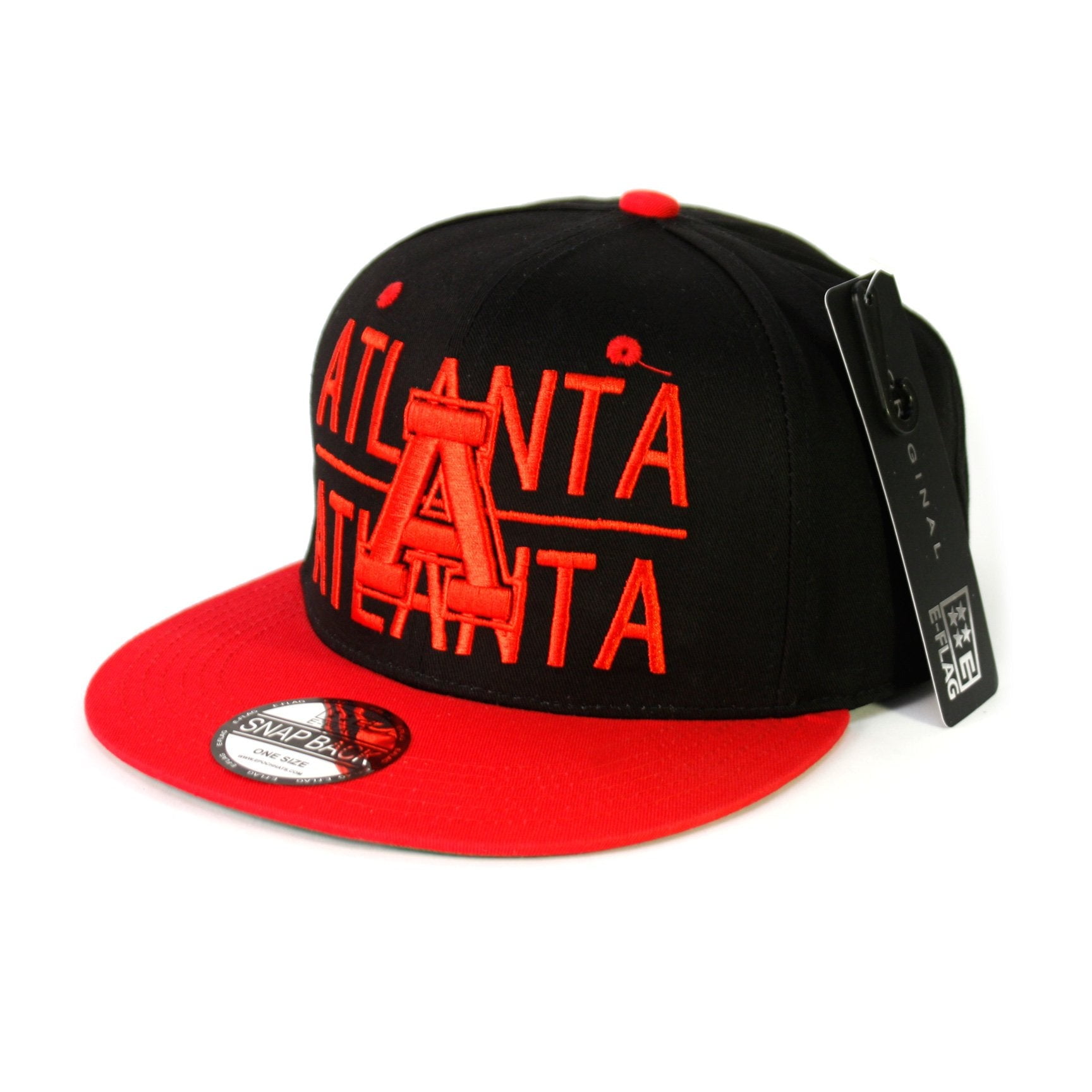 E-Flag Atlanta Block Letters Flat Bill Snapback Cap Hat Snap Back ...