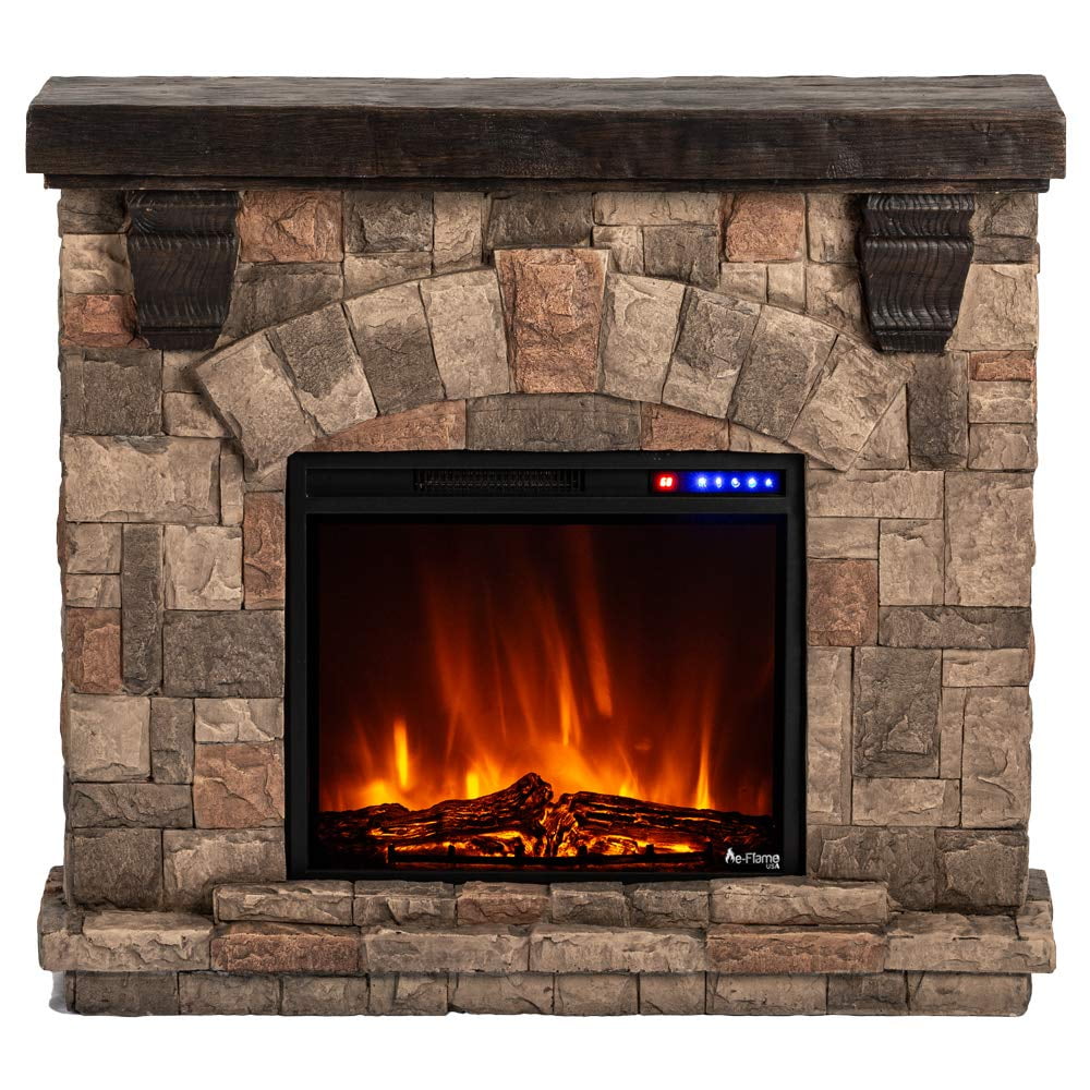 E-Flame USA Alpine Fireplace Mantel and Electric Freestanding LED ...