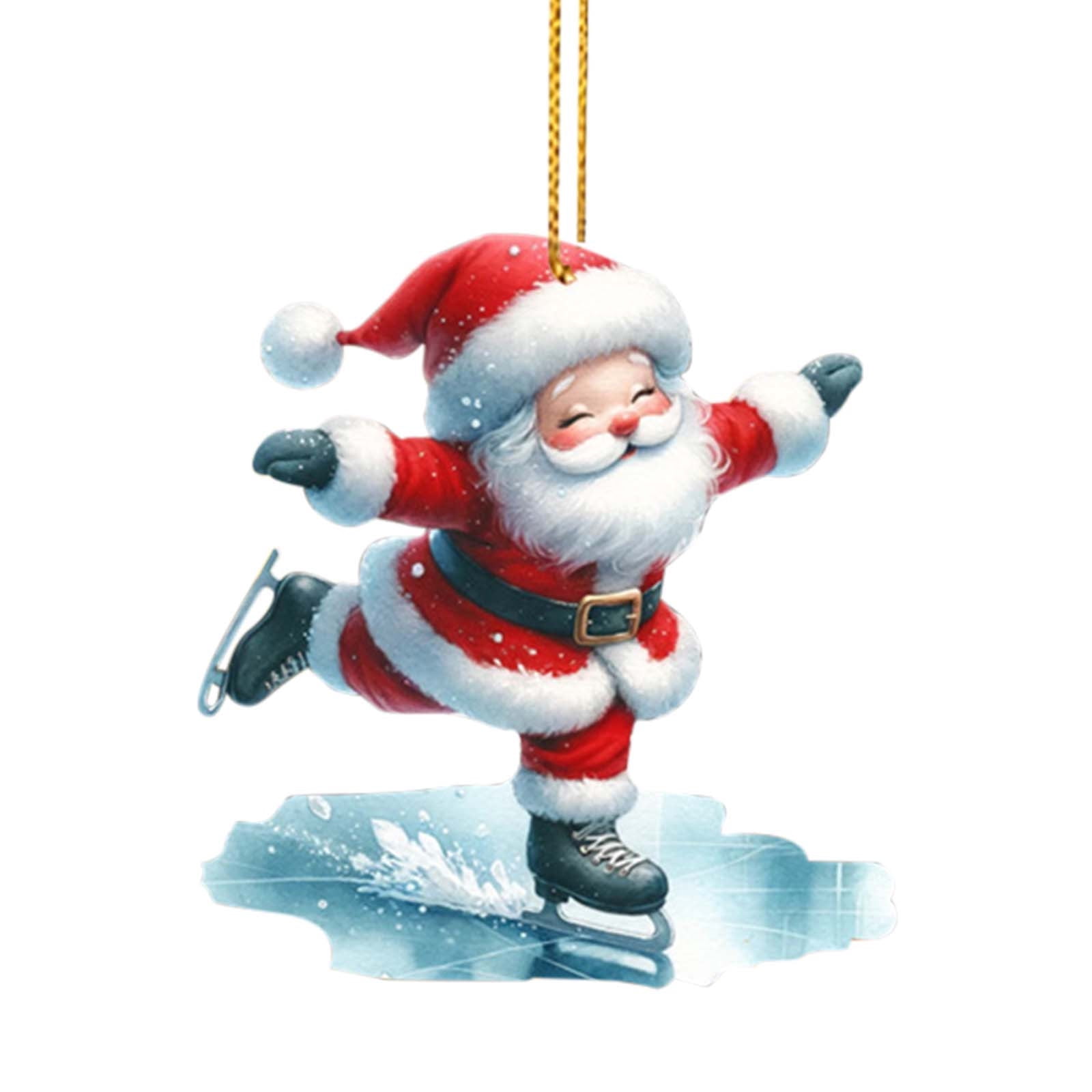 E Flat Acrylic Santa Claus Sleigh 2D Pendant Christmas Home Decoration ...