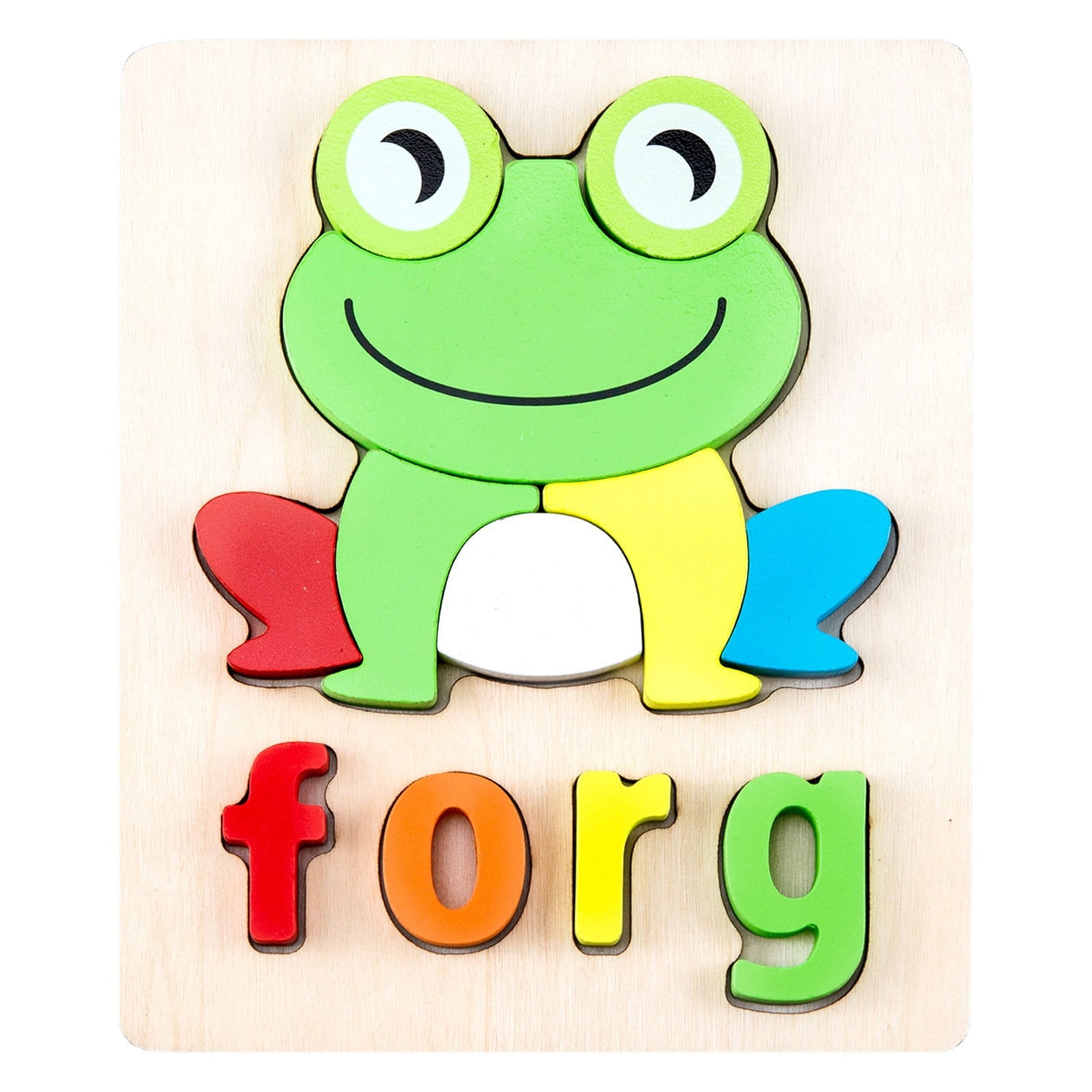 E Frog Wooden Block Puzzle Educational Shape Sorter Toy For Children ...