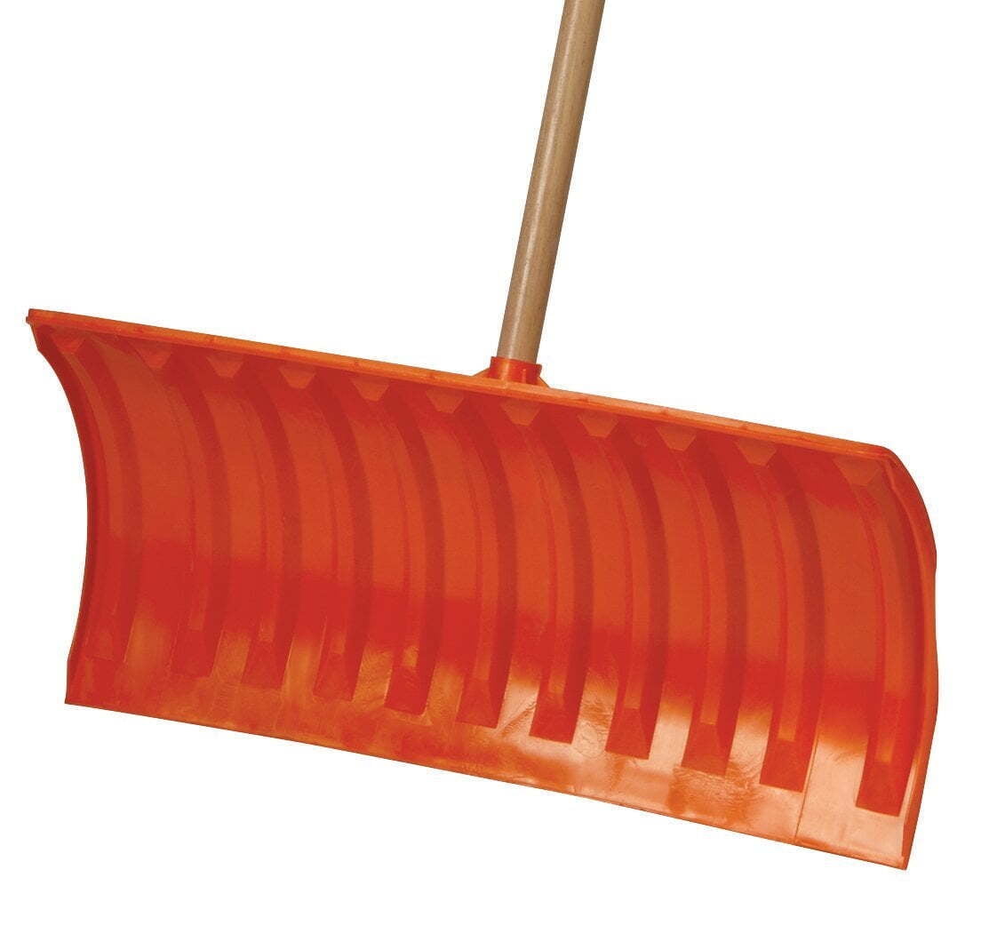 E & G 25" Poly Pusher Snow Shovel Snow Removal with Wooden Handle ...