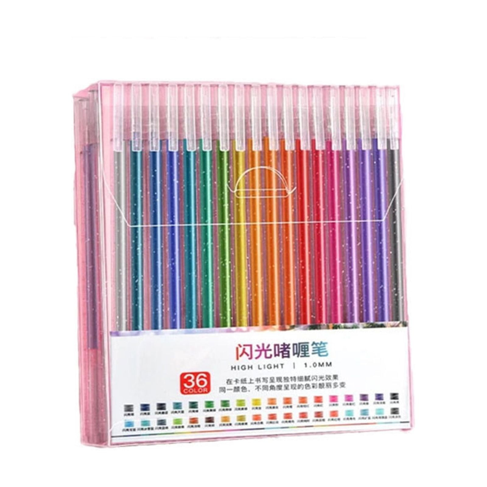 E Glitter Gel Pen Set 36 Colors With Sparkle For Coloring Book Drawing ...