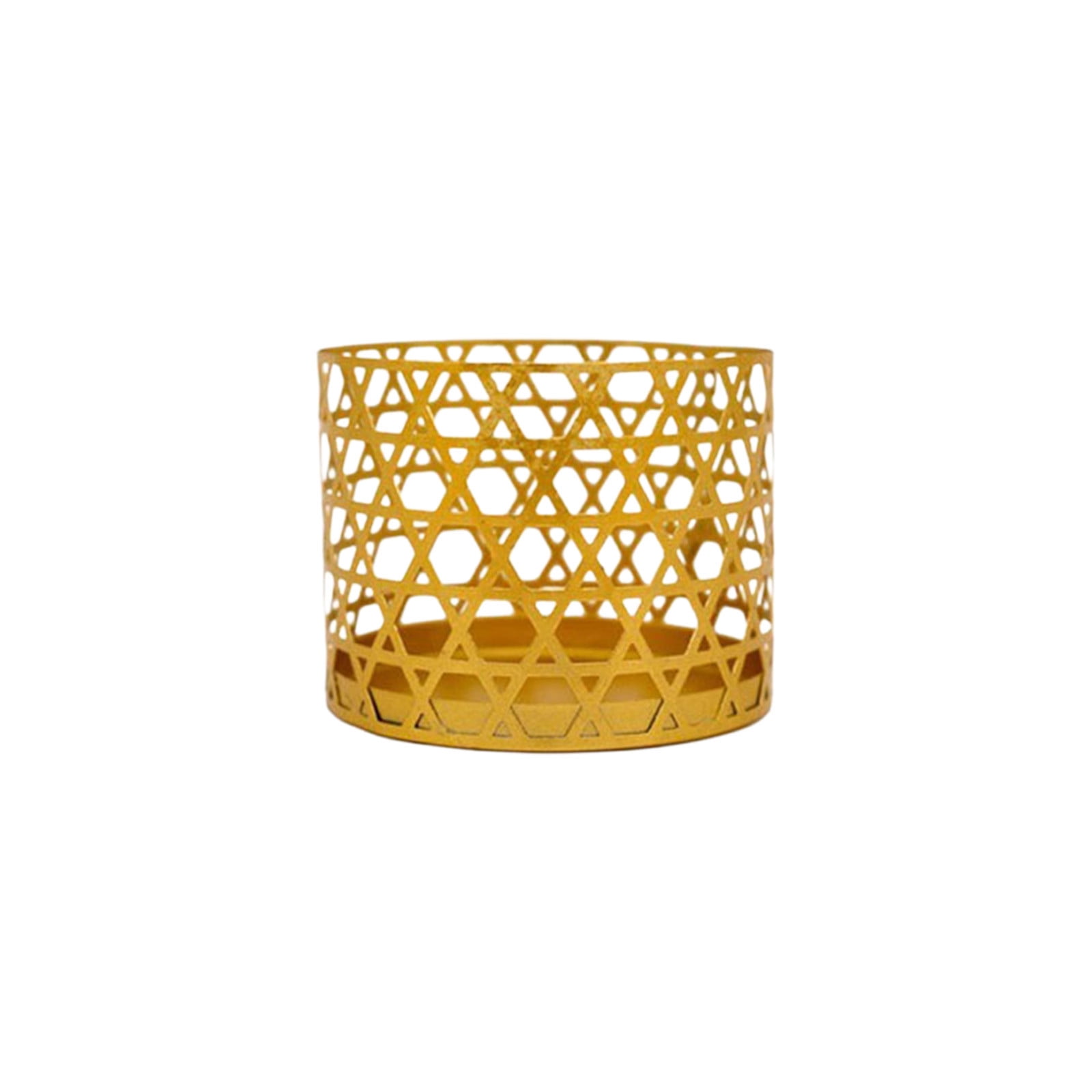 E Golden Geometric Openwork Iron Candlestick With Hollow Design ...