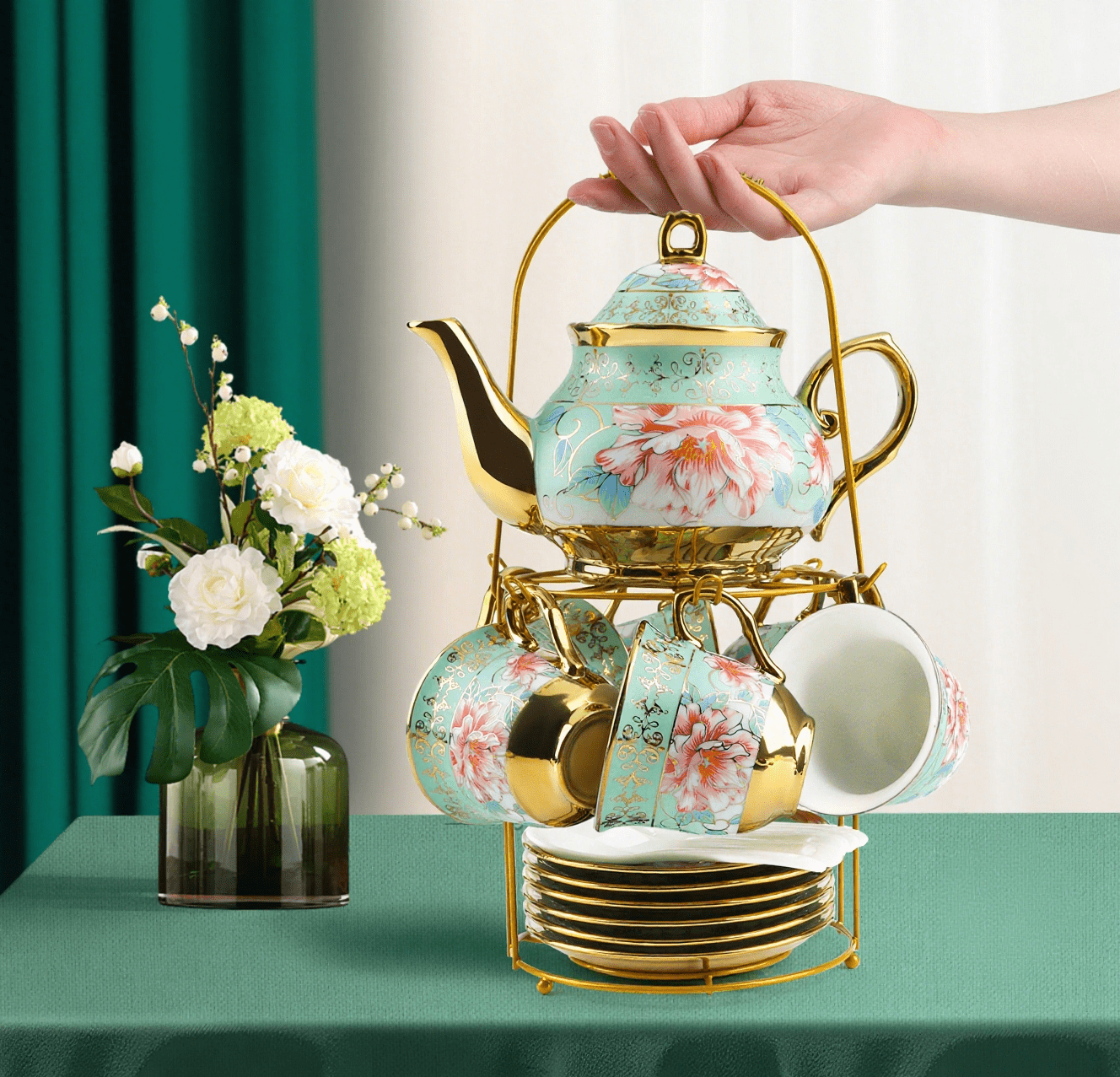 E-Greetshopping 20 - Piece Ceramic Tea Set - Exquisite 6 - Person ...