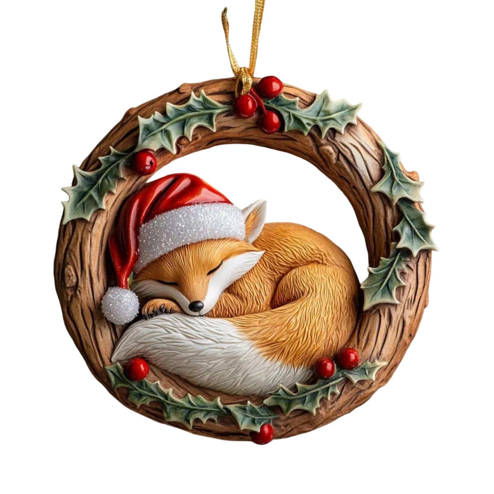 E Holiday Fox Decoration For Christmas Tree With Acrylic Pendant And ...
