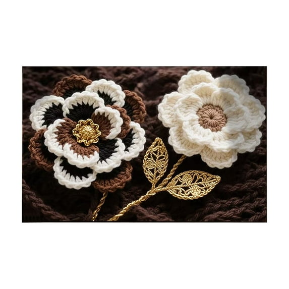 E Imitation Crochet Flower Doormat Diatomaceous Earth Bath Mat Anti ...