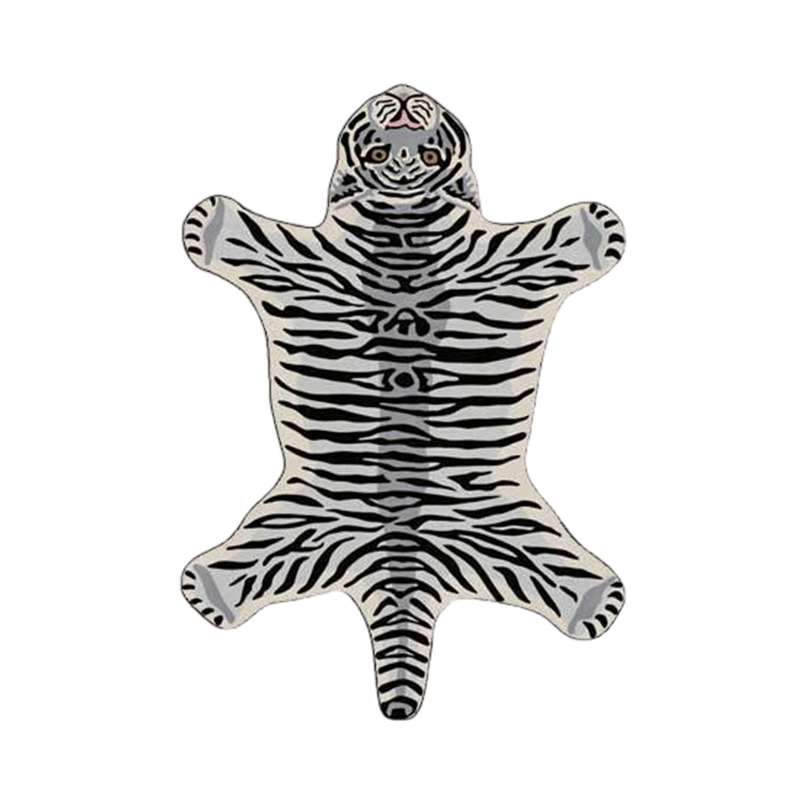 E Irregular Shape Area Rug 15.7X23.6 Inch Animal Print White Tiger ...