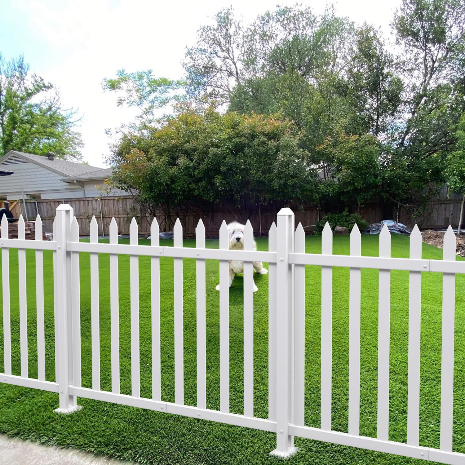 E&K 4 Sets 30"H x 84"W Vinyl White Picket Fence Panels Decorative ...