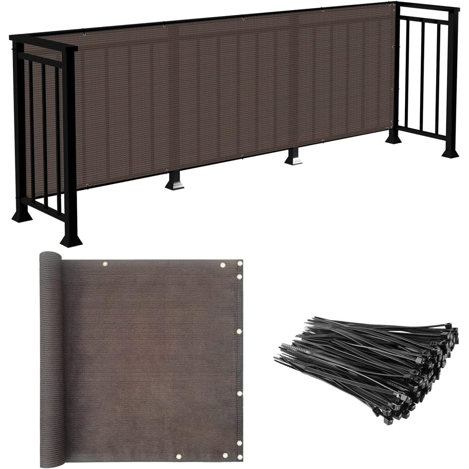 E&K Sunrise 3' x 12' Balcony Privacy Fence Screen Cover with Zip Ties ...
