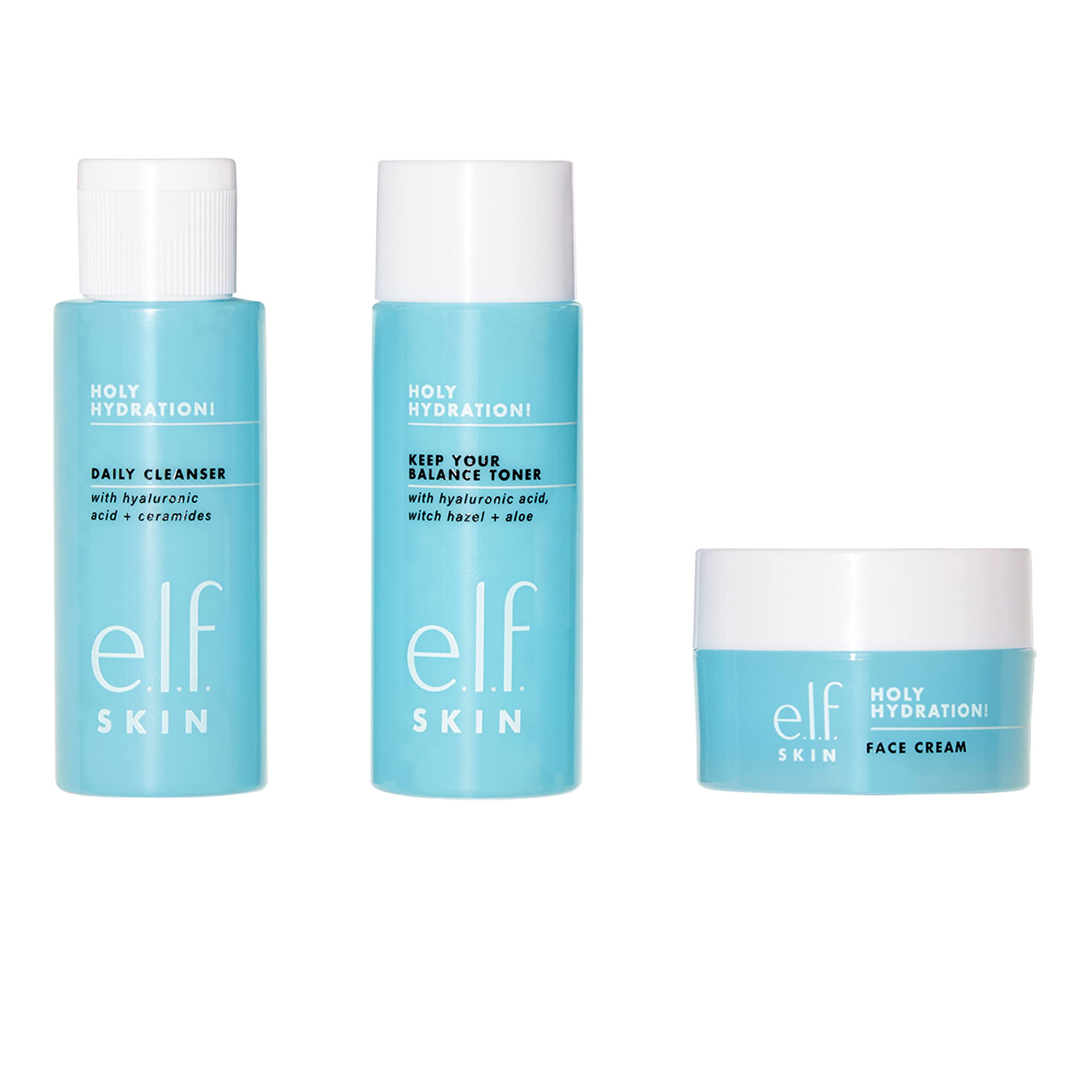 E.L.F. Skin Holy Hydration! The Essentials Mini Kit, Cleanser, Toner ...