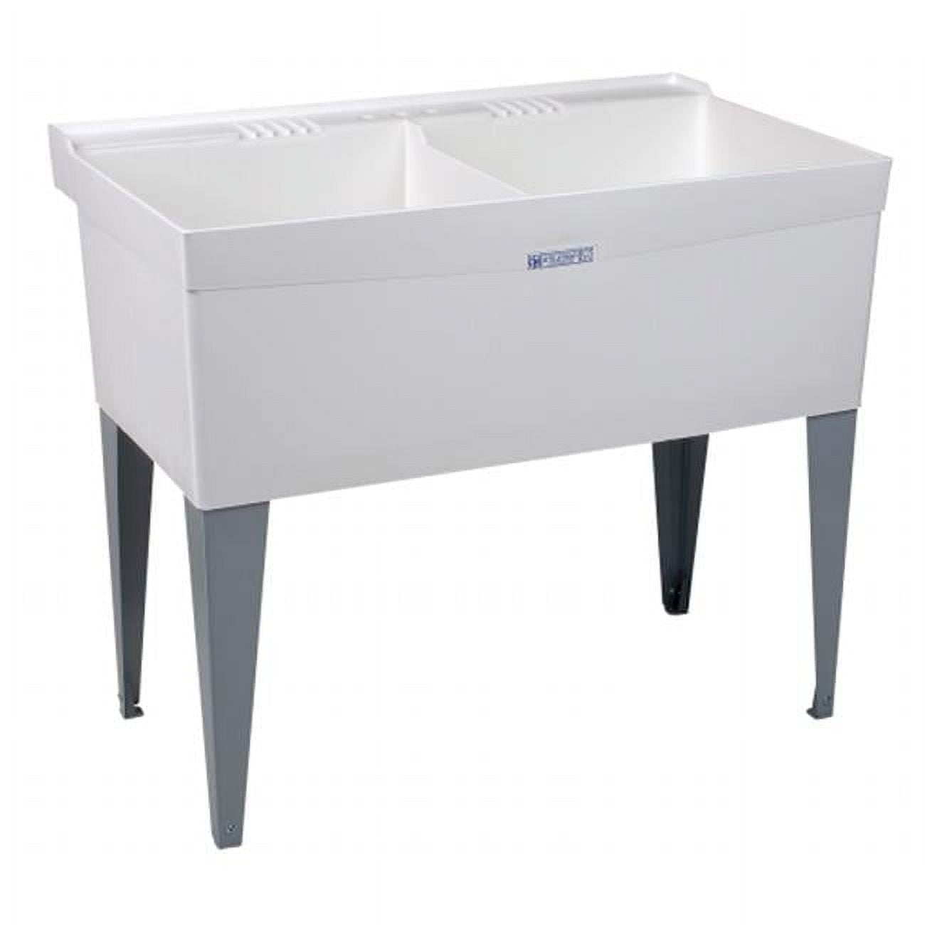 E L Mustee And Sons Inc White Double Bowl Laundry Tub, 40x24x34 in ...
