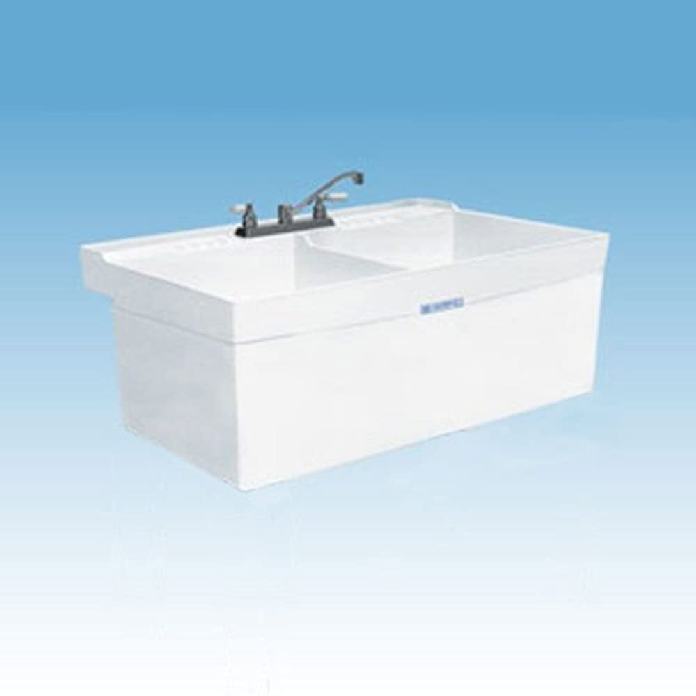 E.L Mustee & Son 40x24 DuraStone Laundry Sink, Wall Mounted with Twin ...