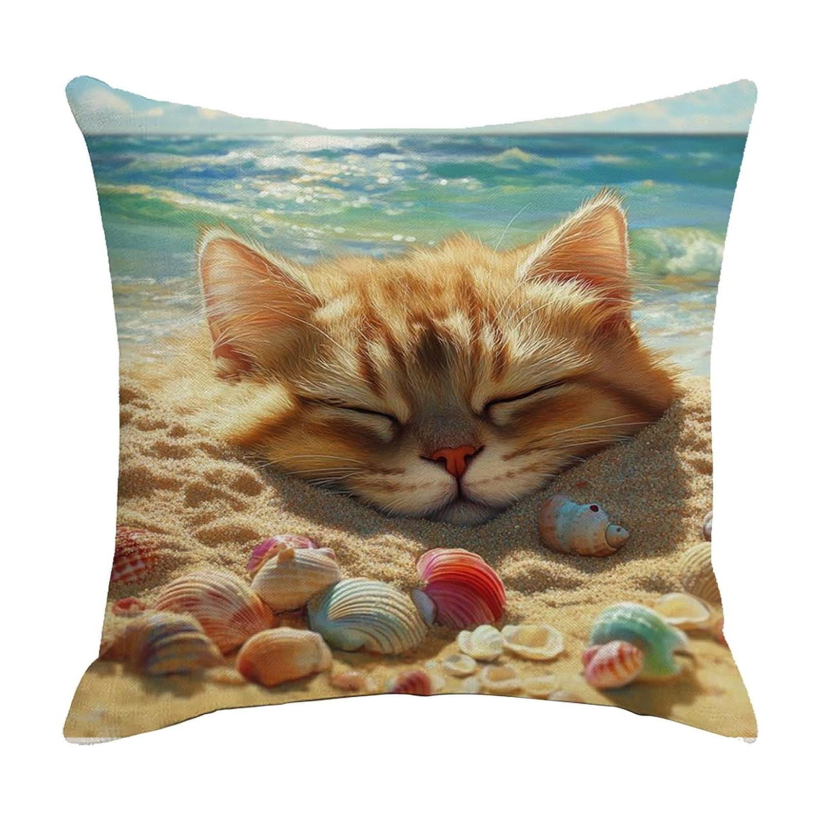 E Leisure Cat Series Pattern Pillow Cover 17.7X17.7 Inch Decorative ...