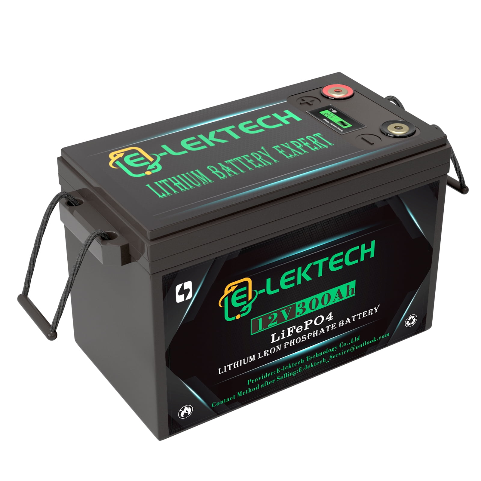 E-LekTech 12V 300Ah LiFePO4 Lithium Battery (Small Size), Built-in 200A ...