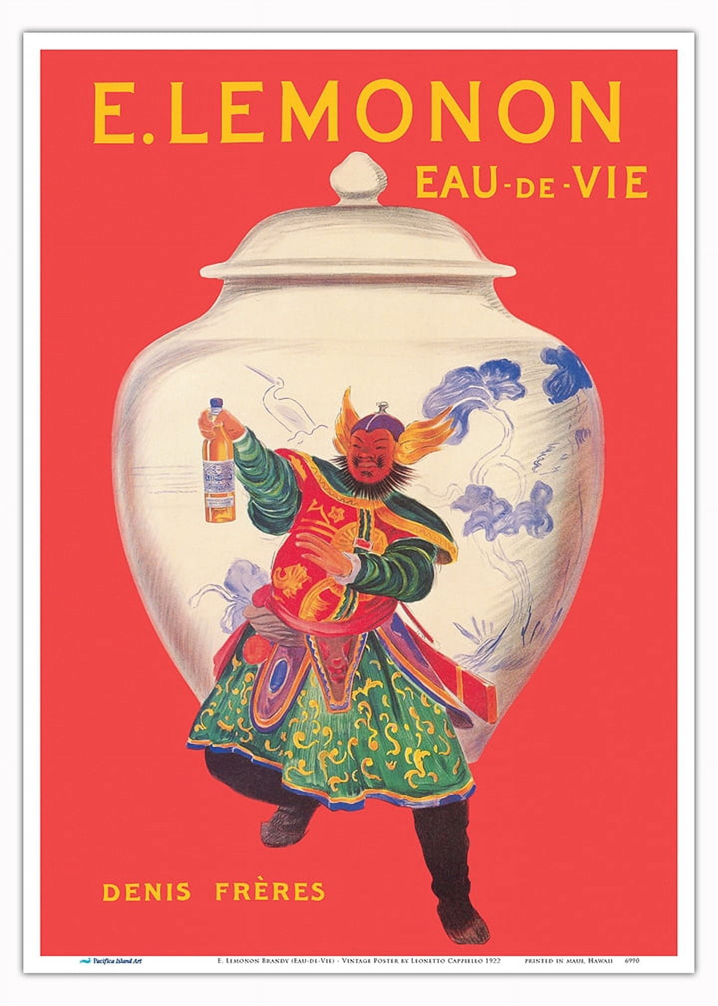 E. Lemonon Brandy (Eau-de-Vie) - Vintage French Advertising Poster by ...