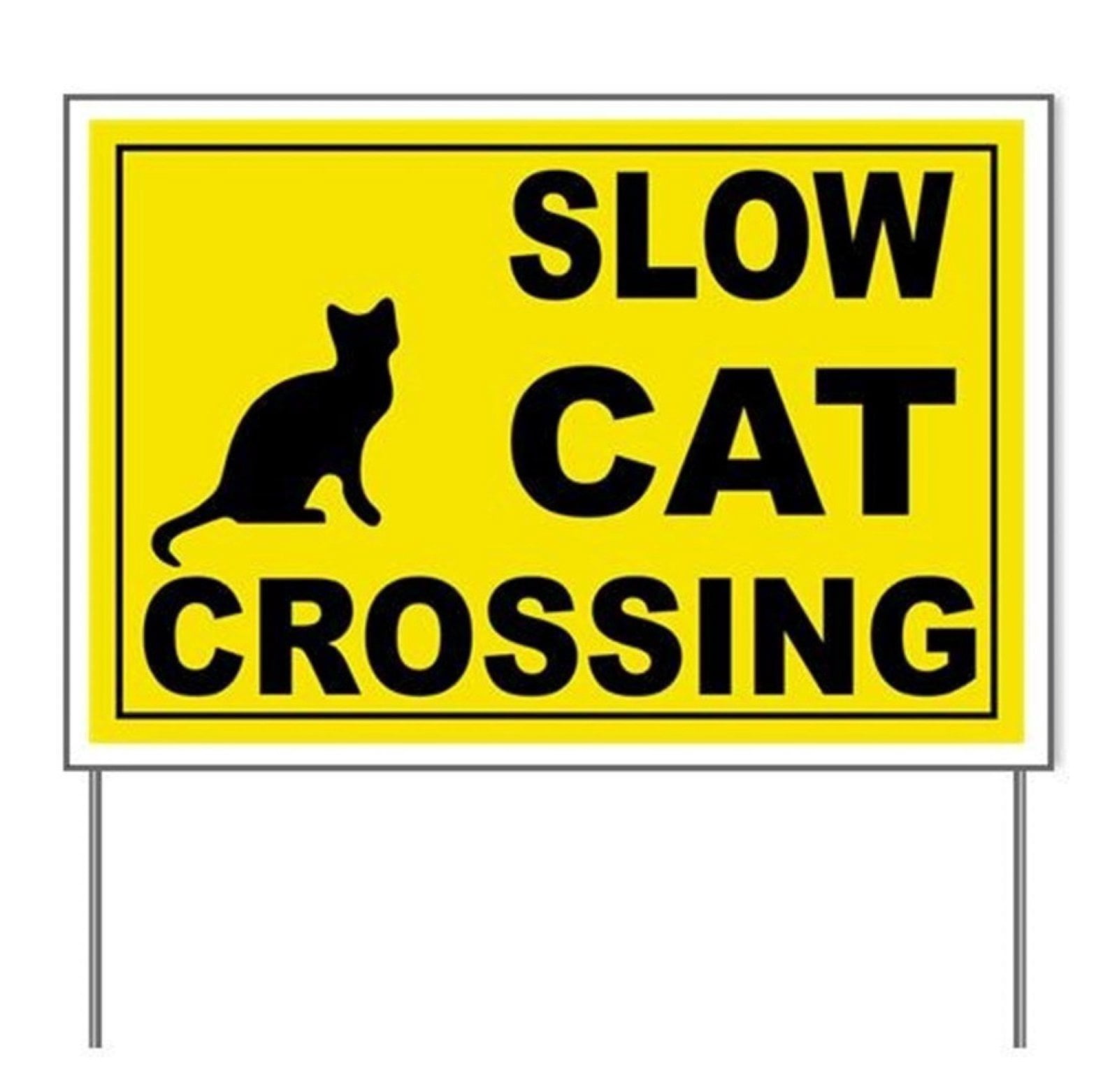 E&M Designs Slow CAT Crossing Yard SignYard Sign, Vinyl Lawn Sign ...
