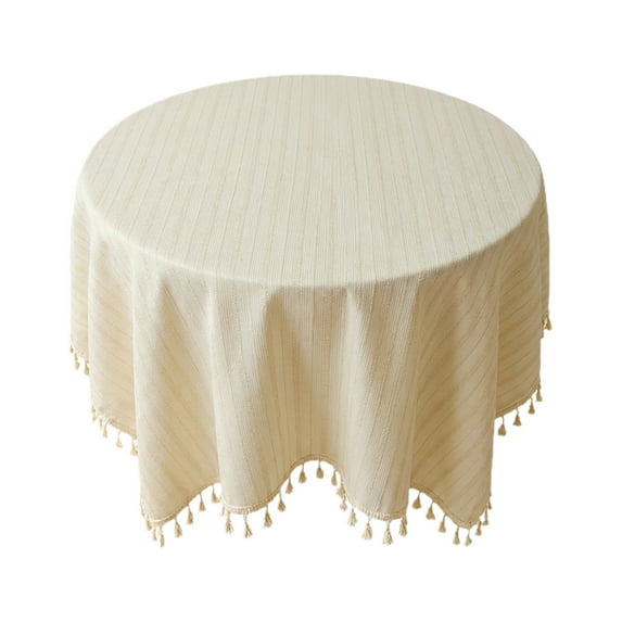 E Machine Washable Tablecloth With A Timeless Stripe Design And Tassel ...