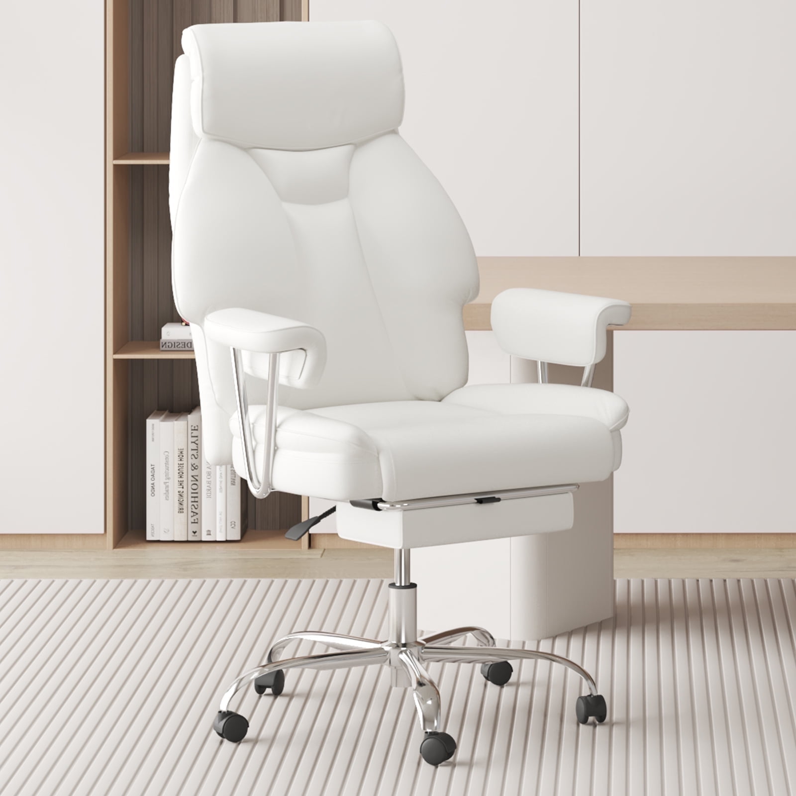 E-Motie Leather Home Office Chair, High Back Ergonomic Chair with ...