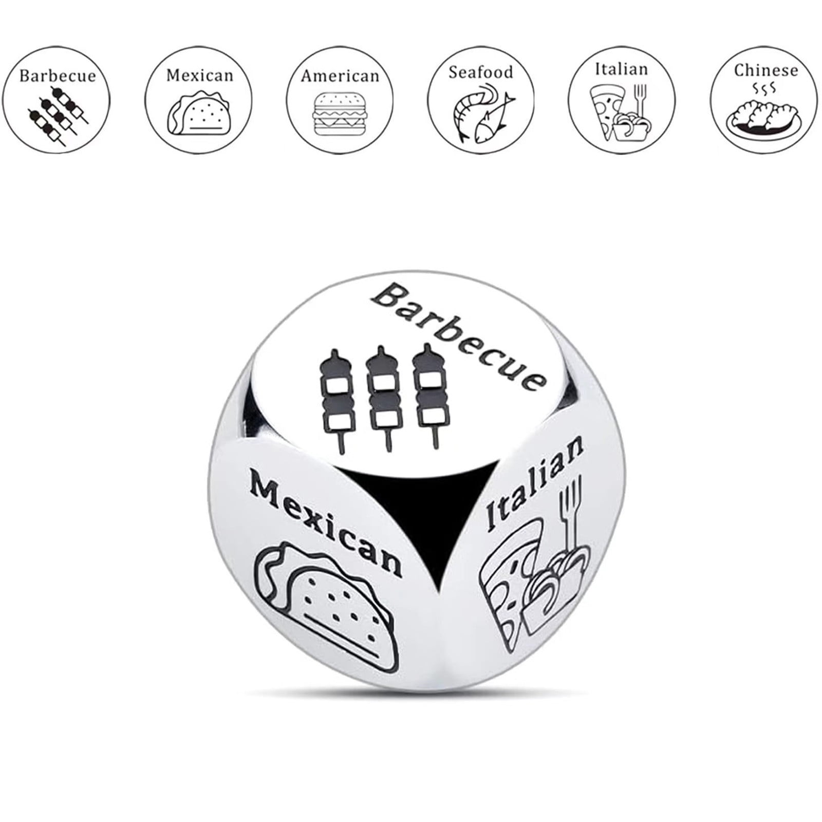 E Multi Sided Metal Decision Dice, Food Choice Maker Random Selector ...