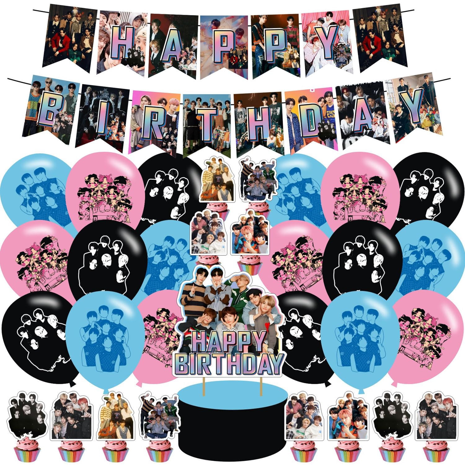 E-NHYPEN Themed Birthday Party Supplies,E-NHYPEN Team Balloons ...