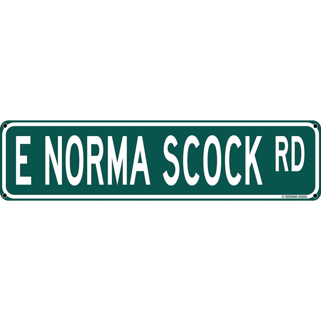 E Norma Scock Rd Punny Inappropriate Name Street Sign 16" x 4" Funny ...
