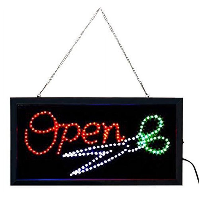 E-ONSALE Ultra Bright LED Neon Animated Hair Cut Salon Open Sign with ...