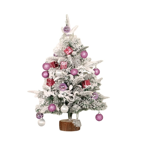 E Purple Multi Box Flocked Table Top Christmas Tree Decoration Mini ...