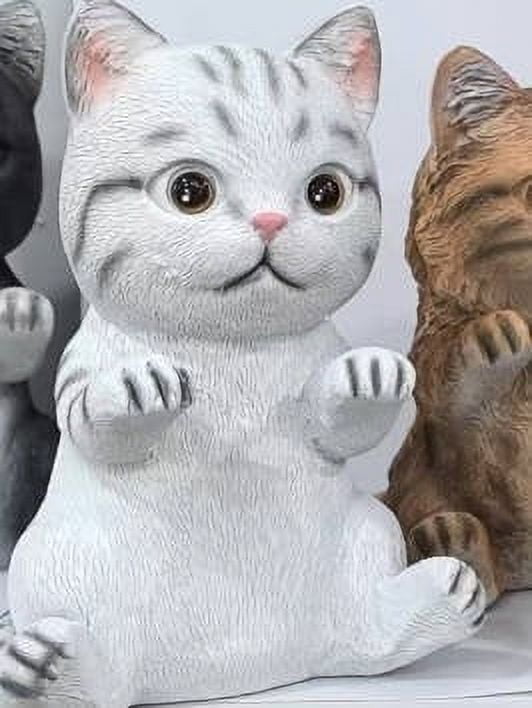 E Realistic Orange Cat Resin Statue Hand-Painted Collectible Figurine ...