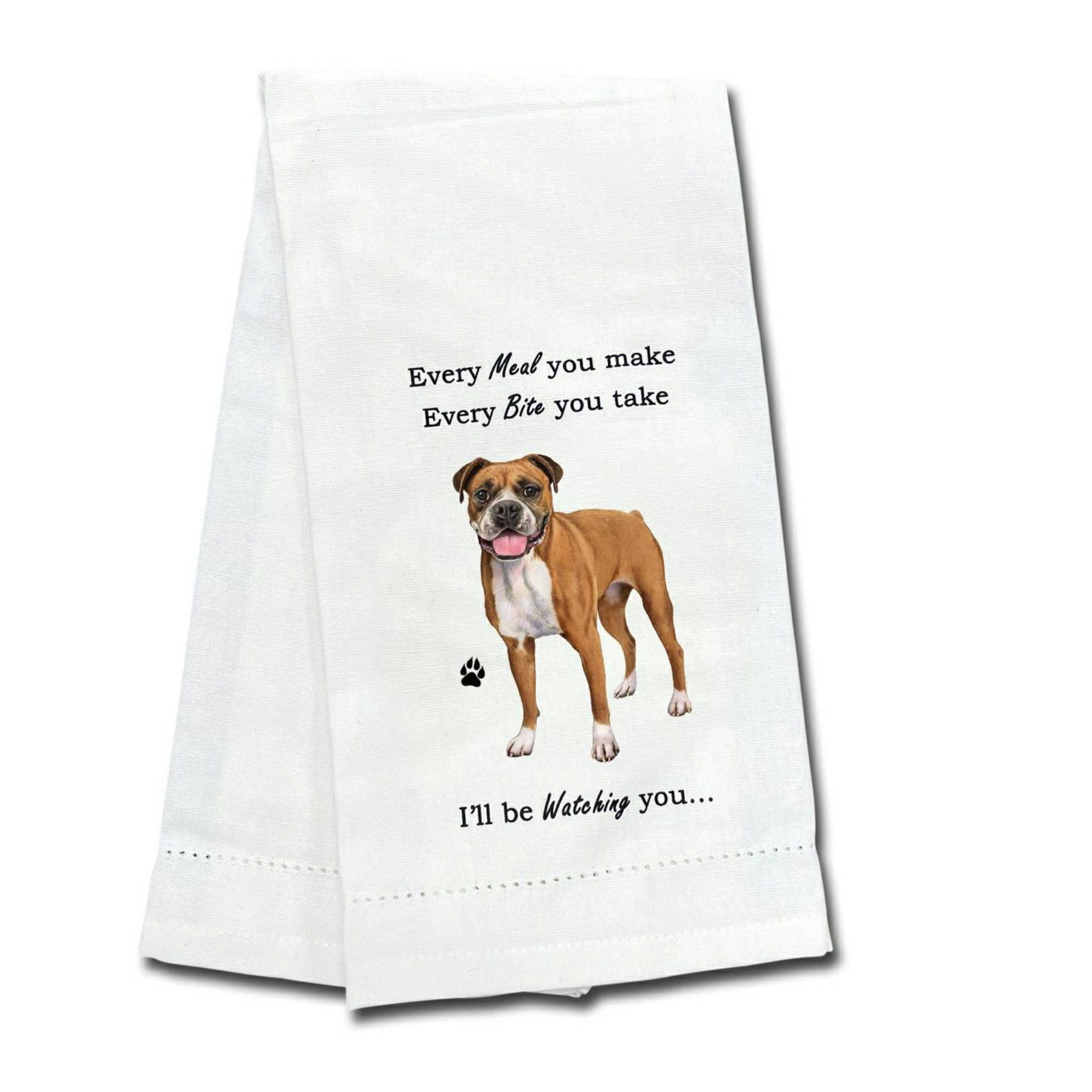 E & S Imports 26.00In Boxer Uncropped Kitchen Towel, , Dog Puppy Paw ...