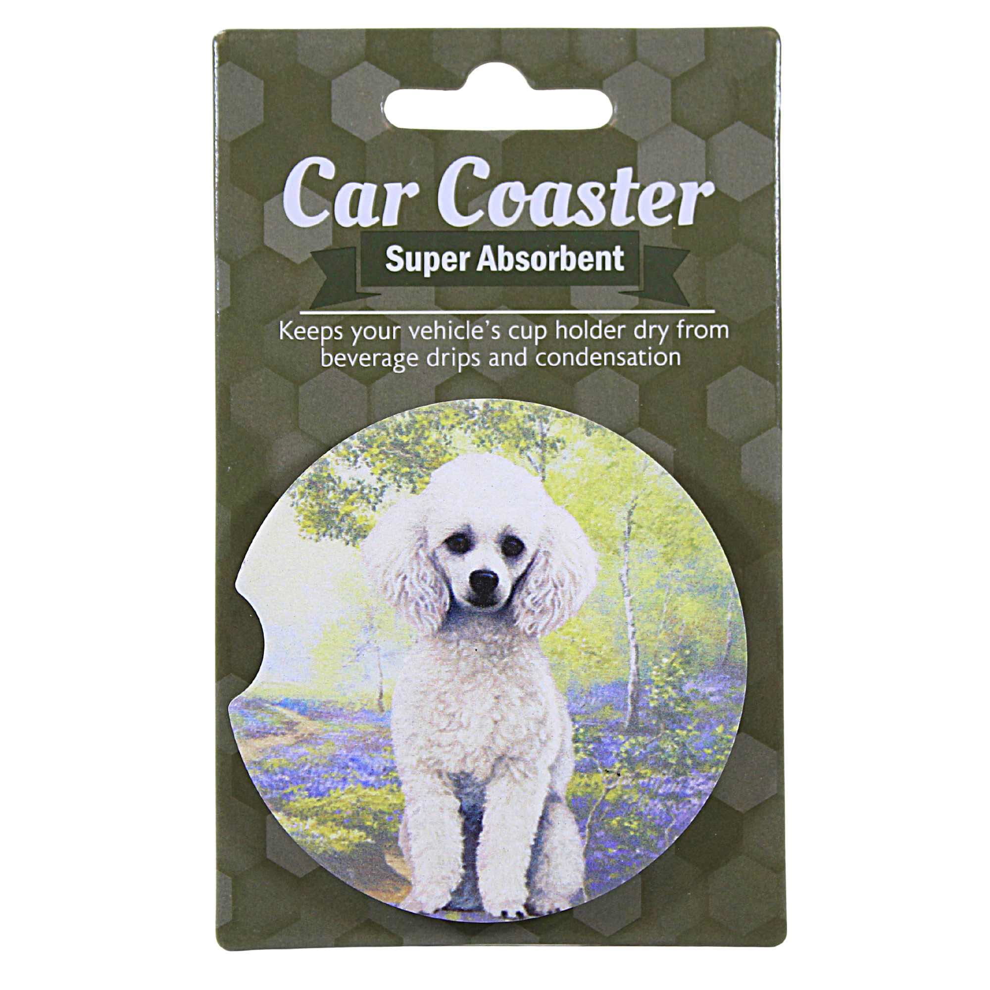 E & S Imports Poodle (White) Car Coaster - 1 Car Coaster Inch ...