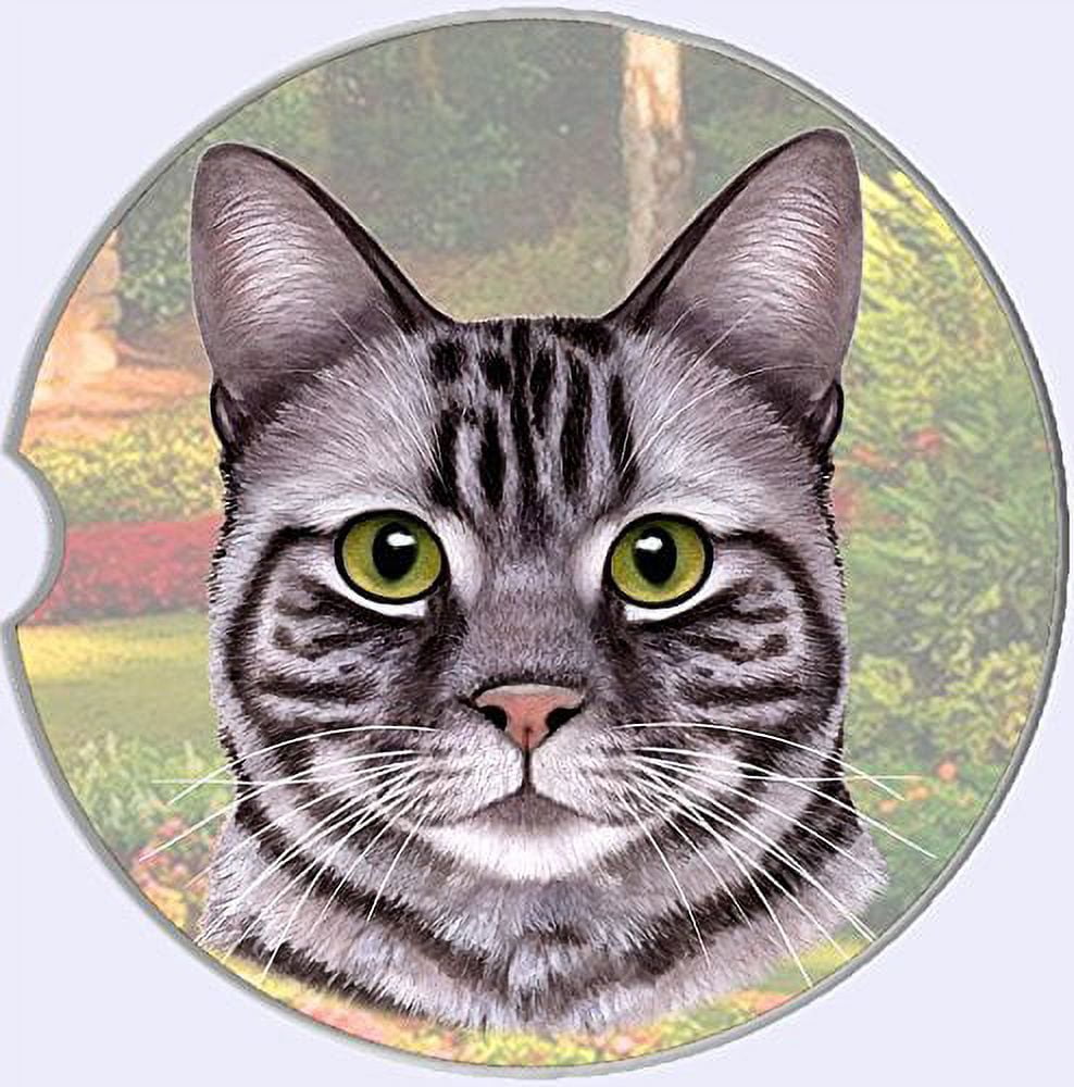 E&S Pets Absorbent Stone Car Coaster, Silver Tabby Cat - Walmart.com