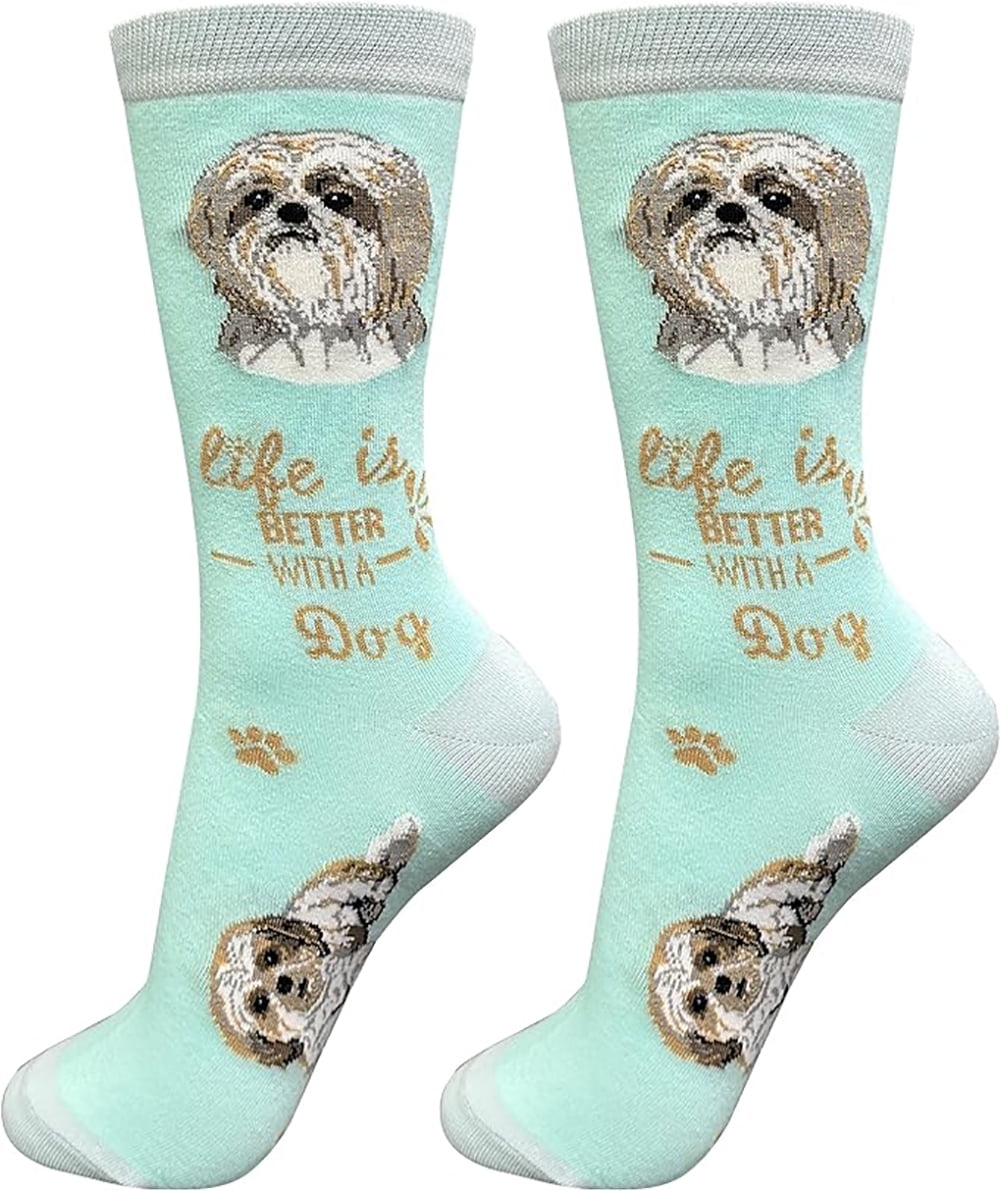 E&S Pets Pet Lover Socks, Life is Better with a Shih Tzu tan - Walmart.com
