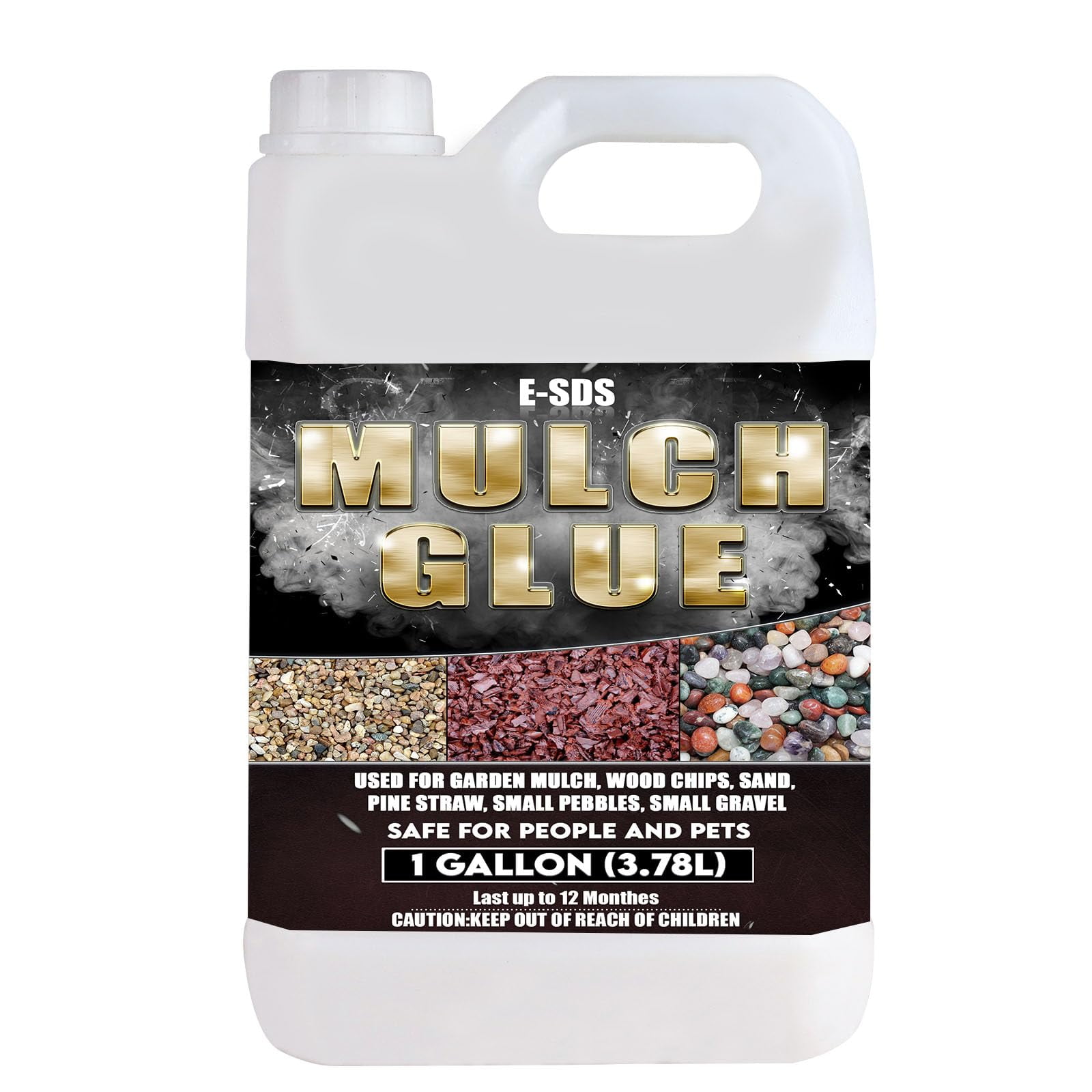 E-SDS Mulch and Rock Glue for Landscaping 1 Gallon Pea Gravel Glue ...