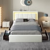 Full Size Bed Frame with 4 Storage Drawers and LED Lights, Upholstered ...