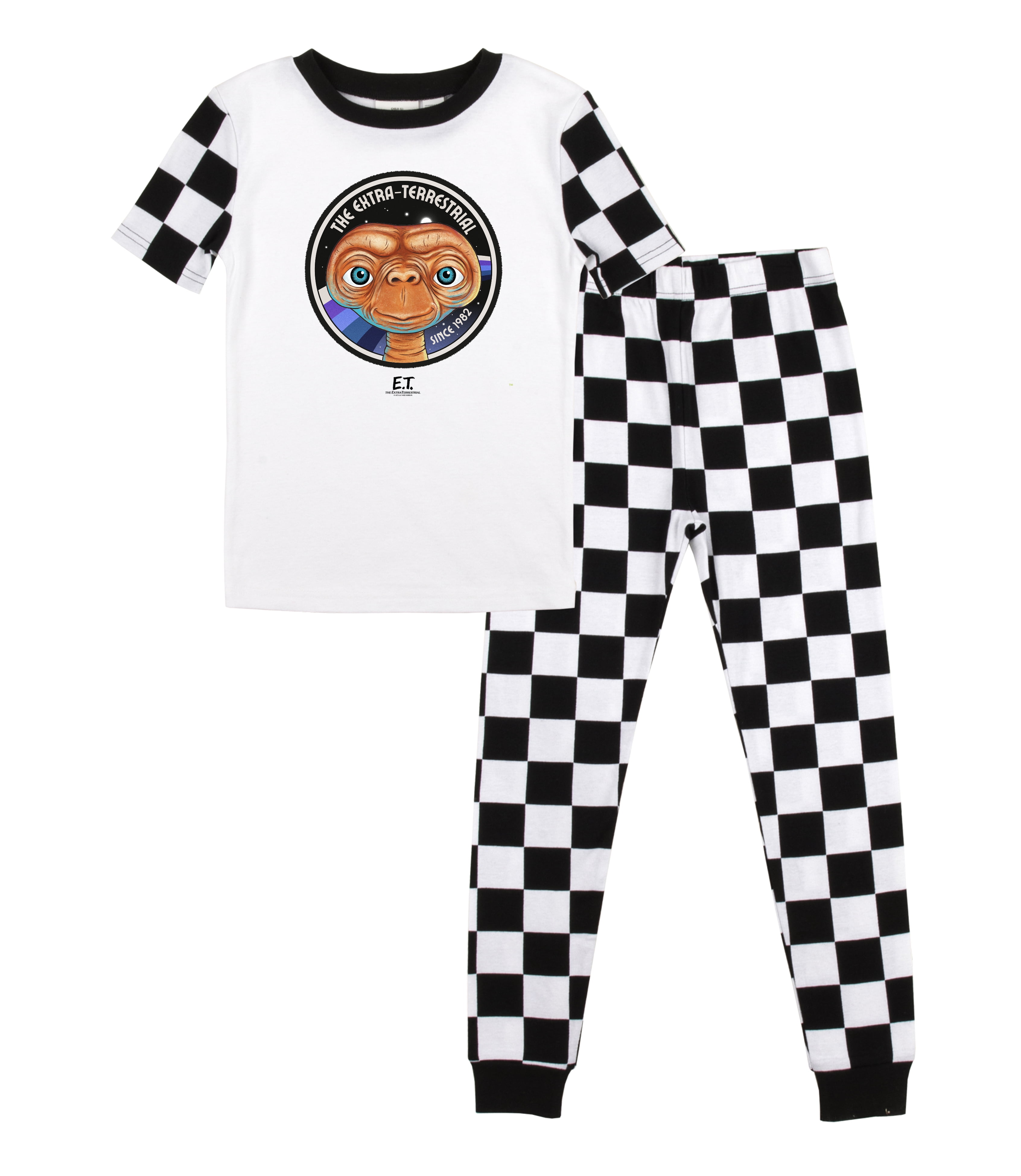 E.T. 2-pack Boy's Black & White Checkered Pajama Set - Walmart.com