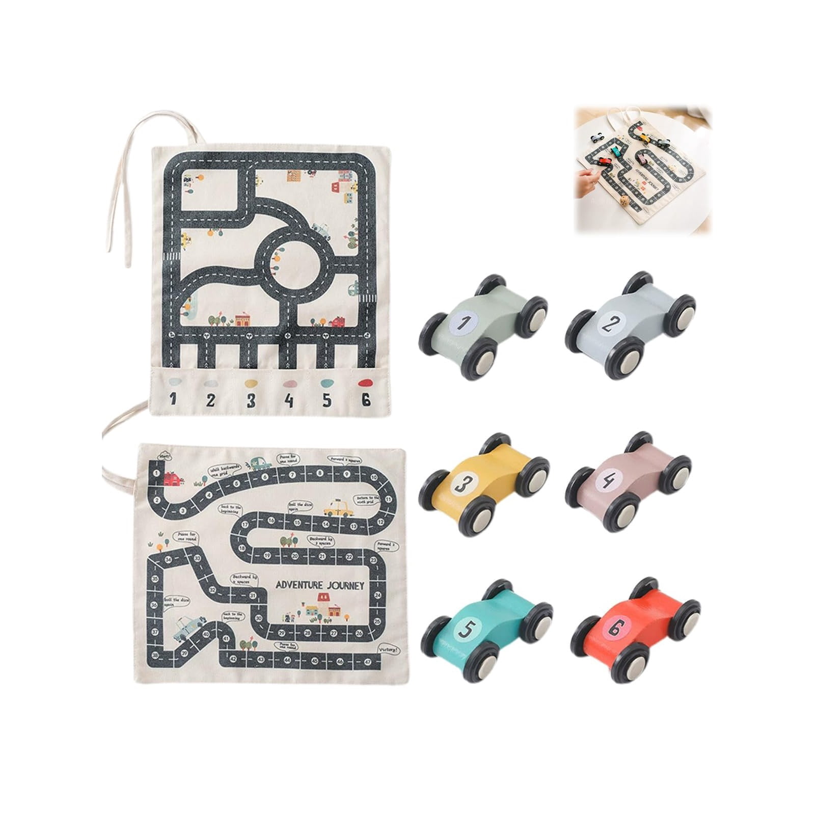 E&T AOVUWU Interactive Wooden Car Track Set for Kids Educational ...