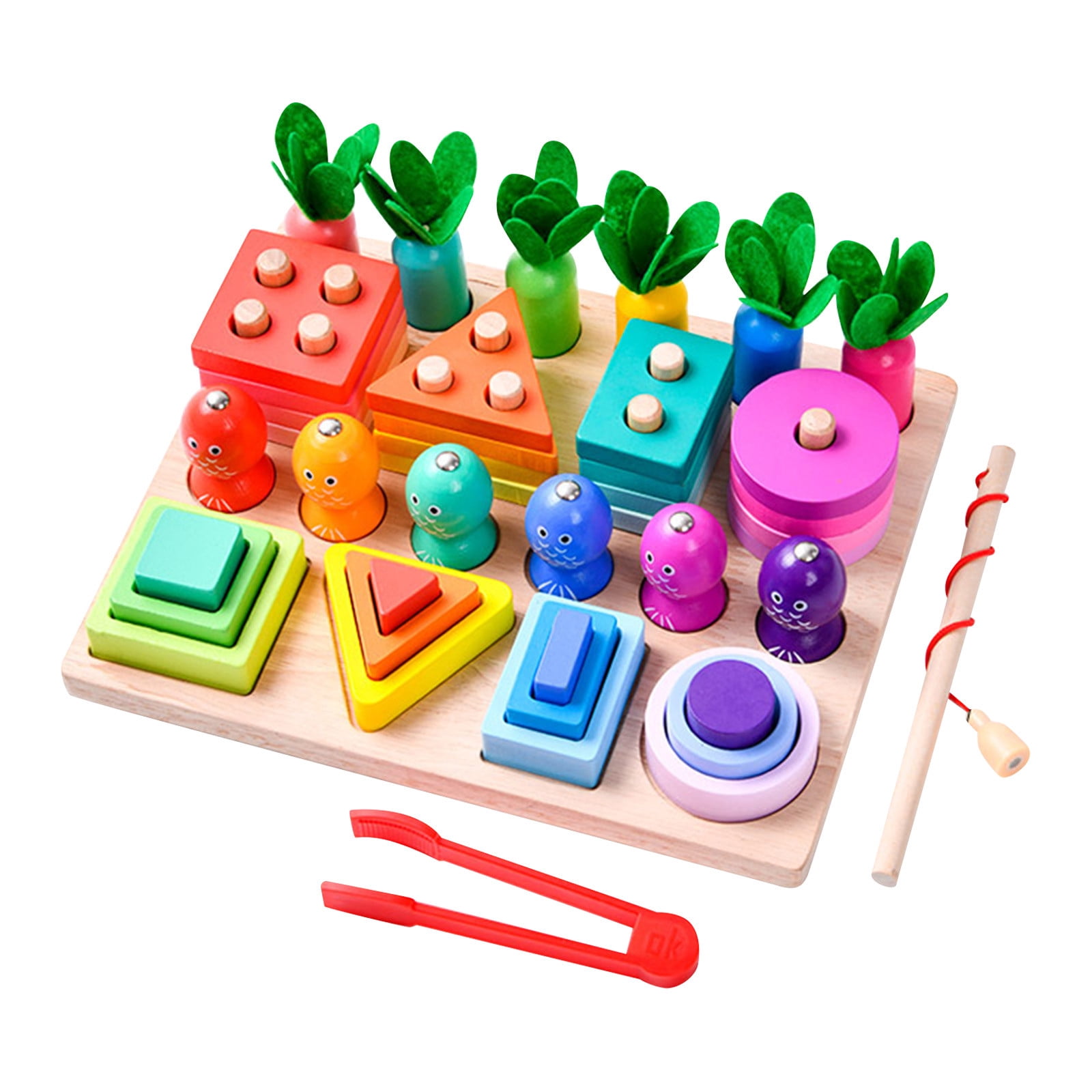 E&T AOVUWU Wooden Montessori Educational Toy Set for Toddlers Shape ...