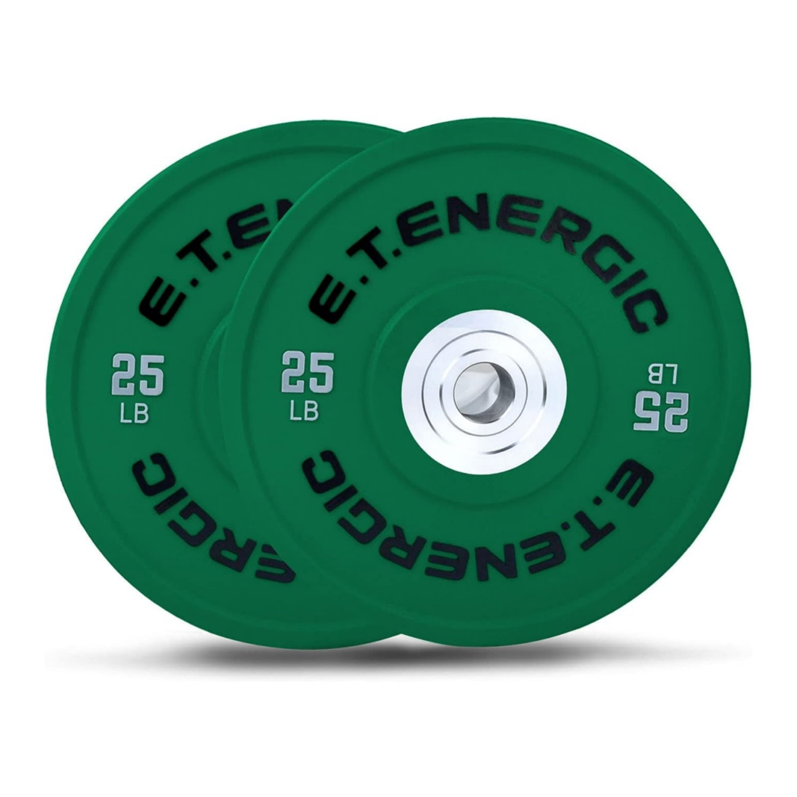 E.T.ENERGIC 25LBS Olympic Weight Plates, 2PCs Green Bumper Set with ...