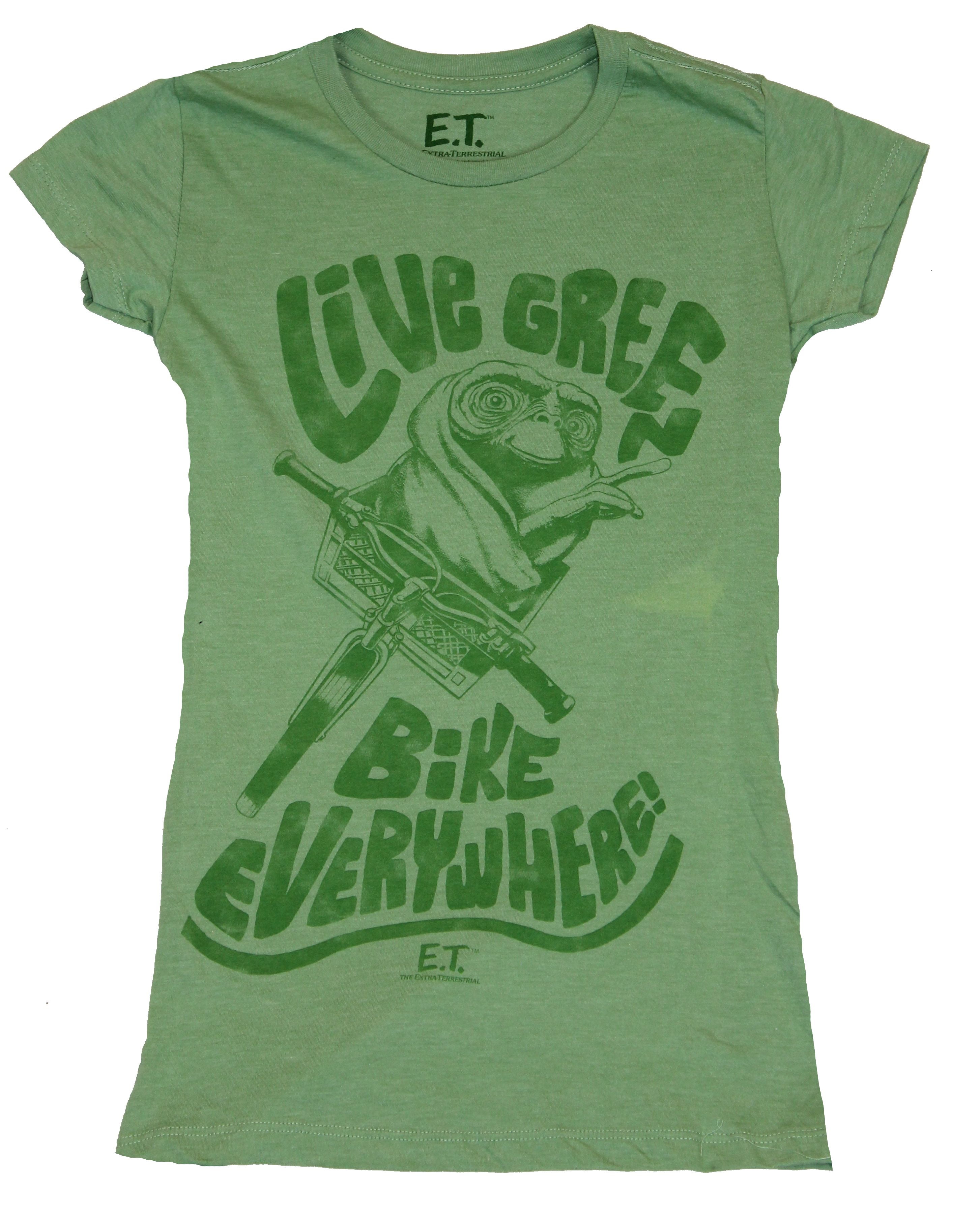 E.T. the Extra-Terrestrial Girls Juniors T-Shirt - Live Green Bike ...