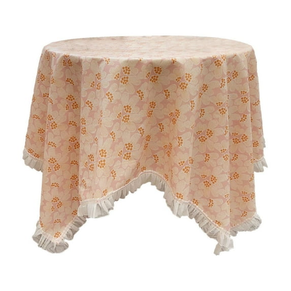 E Tassel Lace Tablecloth With Fruit Floral Print, Short Plush Fabric ...