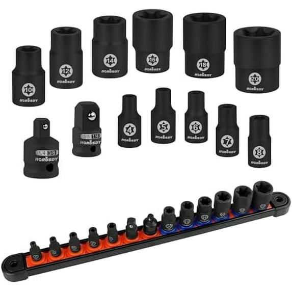 E-Torx Socket Set 13-Piece External Socket Set | 11-Piece Female E-Torx ...