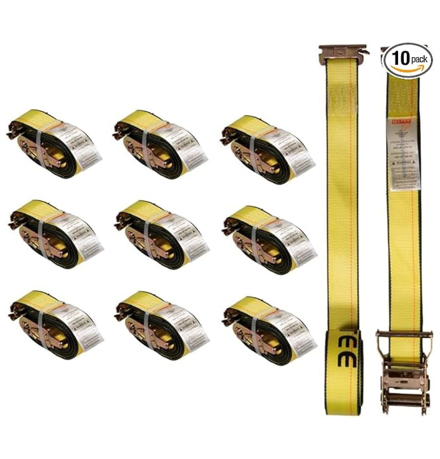 E Track Ratchet Straps 10 Pack - 2x12ft - 4000 lbs Capacity - Yellow ...